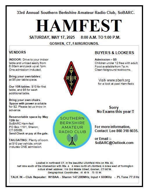 SoBARC 33rd Hamfest 17th May 2025. – Southern Berkshire Amateur Radio Club